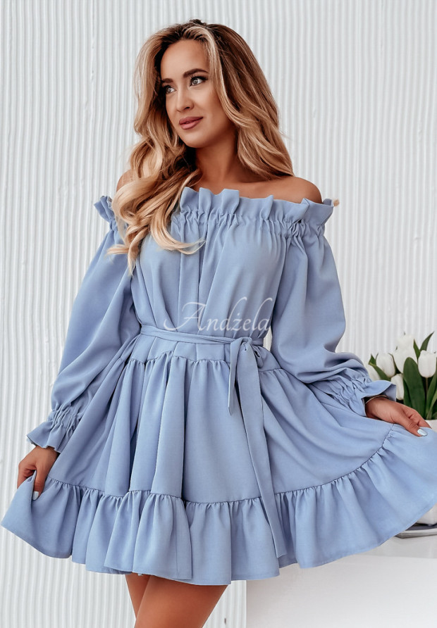 Sukienka hiszpanka mini Claire błękitna