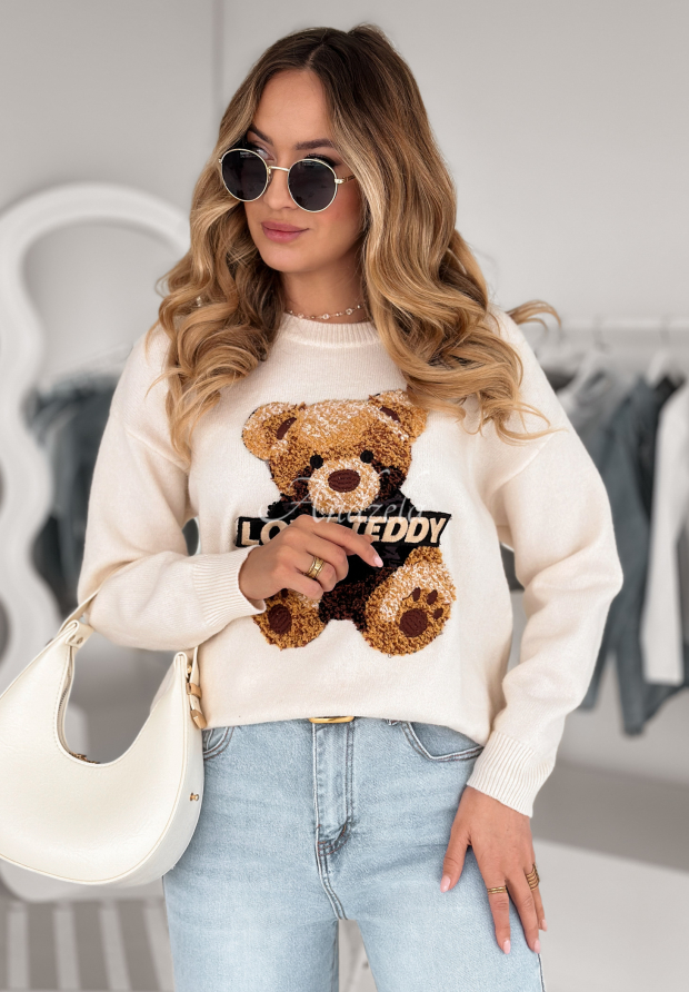 Sveter s medvedíkom Love Teddy ecru - Eshop Andzela