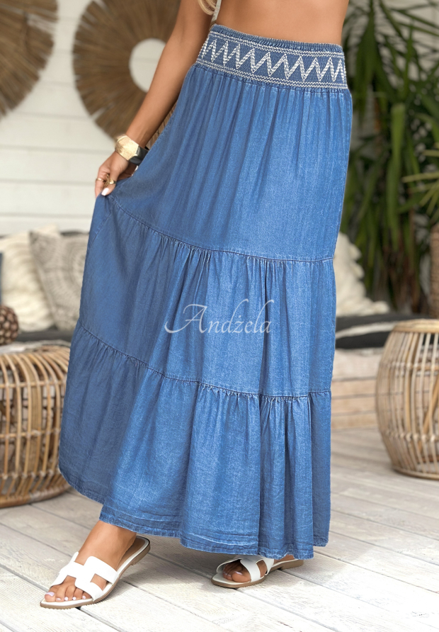 Maxi sukňa Extremely Welcome modrá - Eshop Andzela