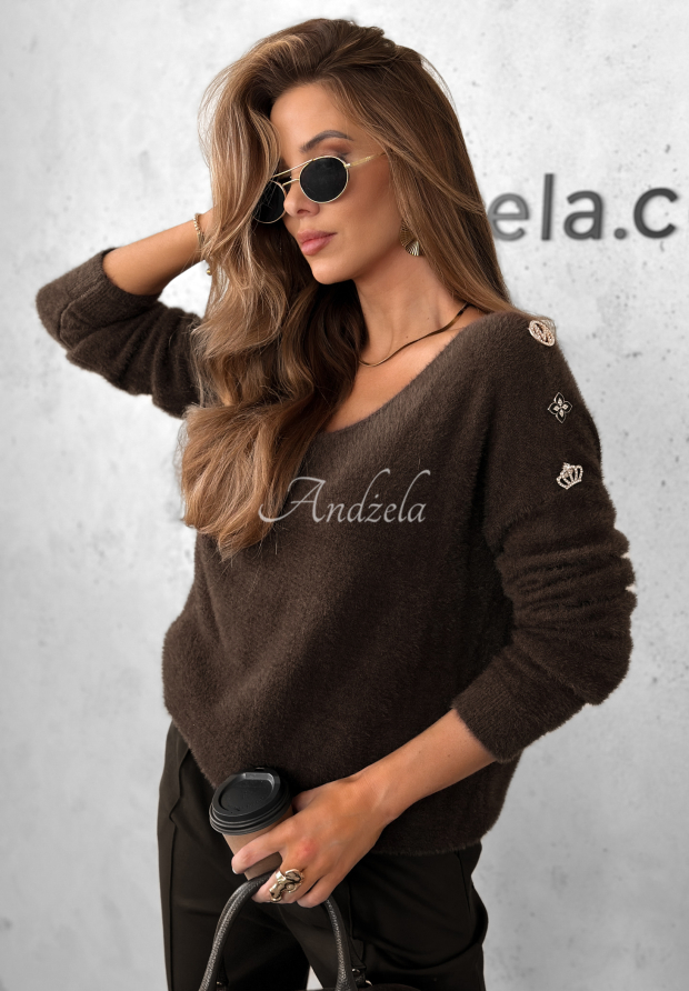 Sveter alpaka Teddy Fluff čokoládový - Eshop Andzela